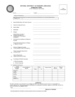 Fillable Online numl edu National University Application Form - Learn ...