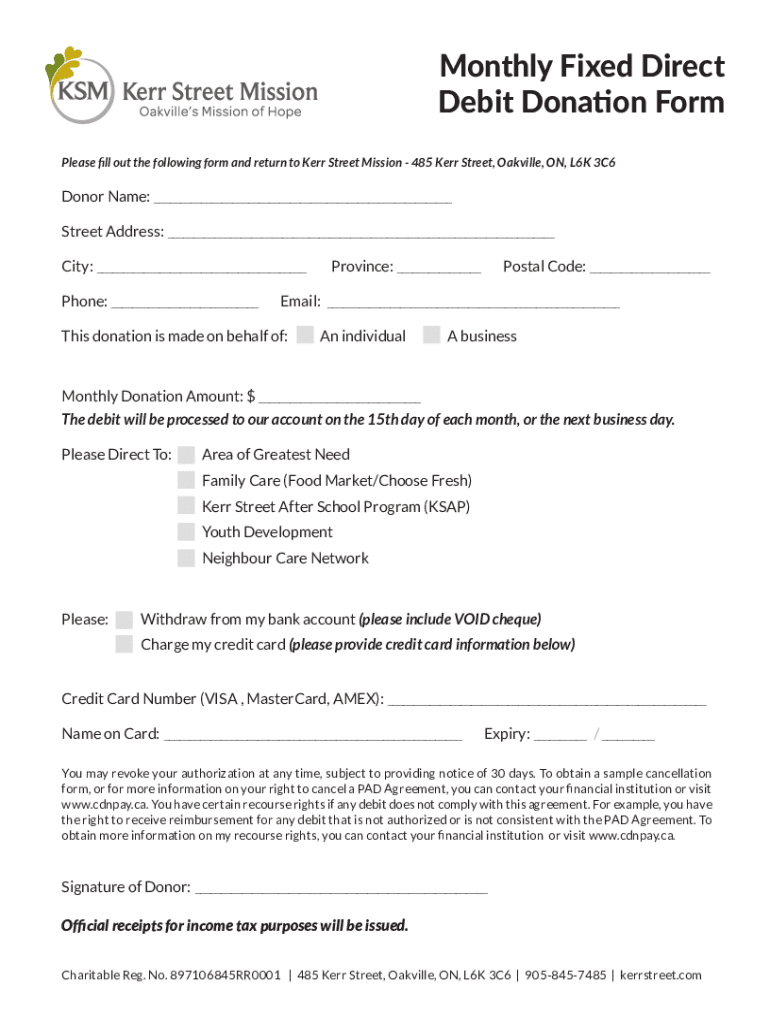 Fillable Online KSM Monthly Pledge Form Fax Email Print - pdfFiller