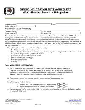 Fillable Online SIMPLE INFILTRATION TEST WORKSHEET Fax Email Print ...