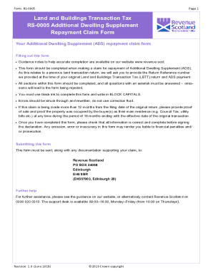 Fillable Online LBTT ADS Refund Repayment claim form - Additional ...