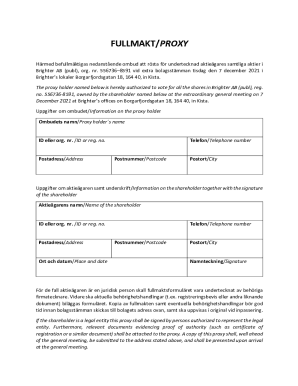 Fillable Online brighter.sewp-contentuploadsFullmakt (Proxy Form) Brighter EGM Dec 2021 swe eng ...