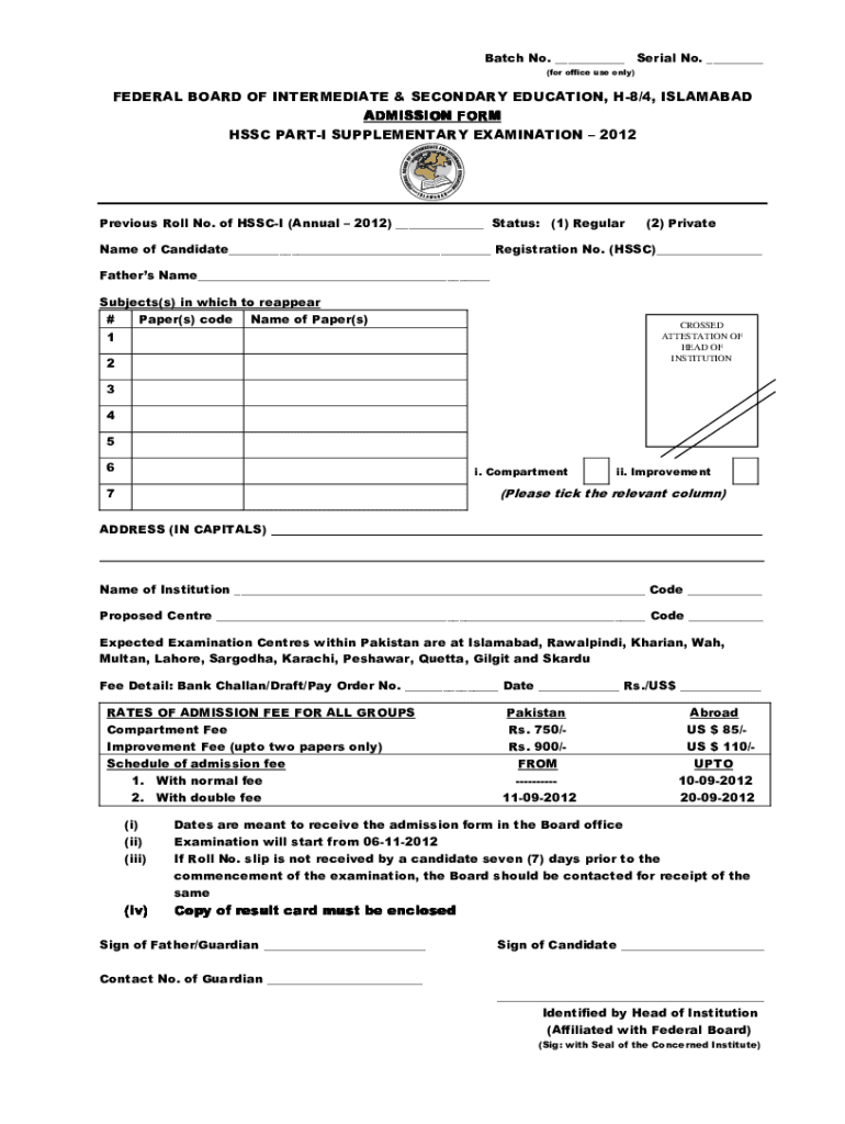 Fillable Online FORM NO BATCH NO. (For office use only) SERIAL NO ...