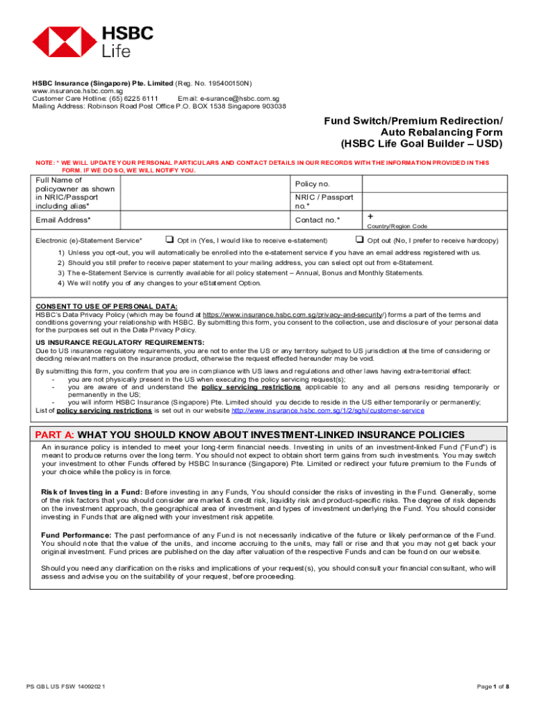 Fillable Online goal-builder-usd-fund-switch-premium-redirection-form ...