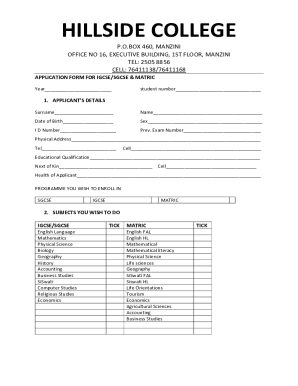 Fillable Online application form igcse & matric.docx Fax Email Print ...