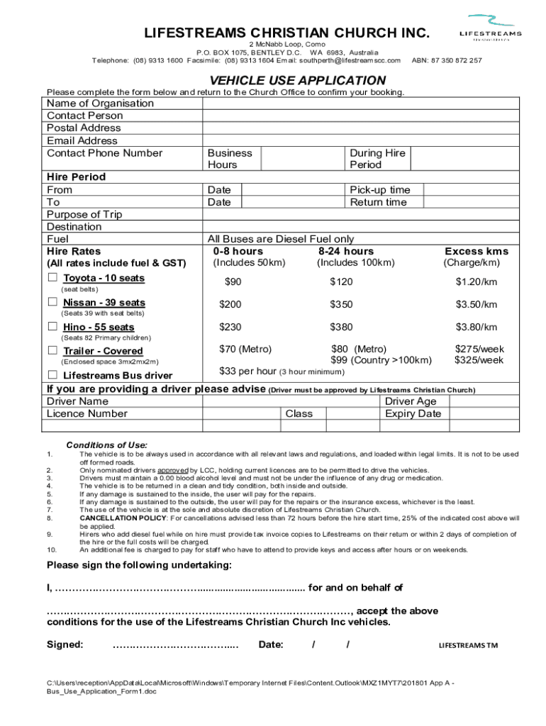 Fillable Online Bus Use Application Form Fax Email Print - pdfFiller