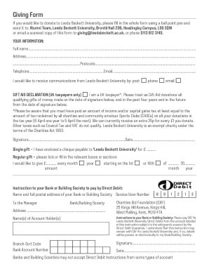 Fillable Online Giving Form - leedsbeckett.ac.uk Fax Email Print ...