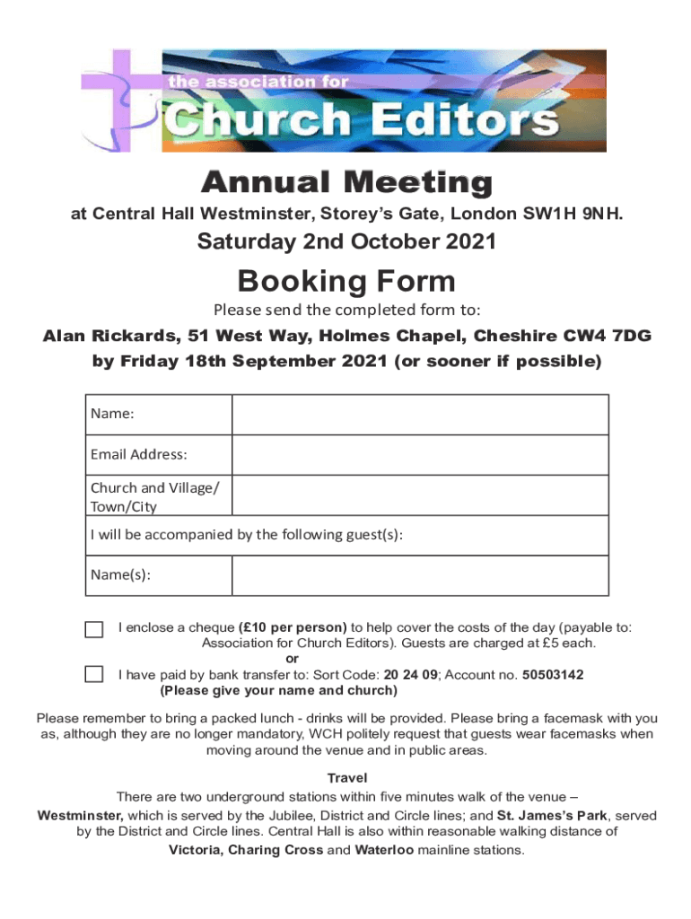 Fillable Online Central Hall Venues, Storey's Gate, Westminster, SW1H ...