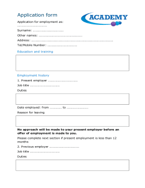 Fillable Online The-Academy-job-application-form Fax Email Print ...