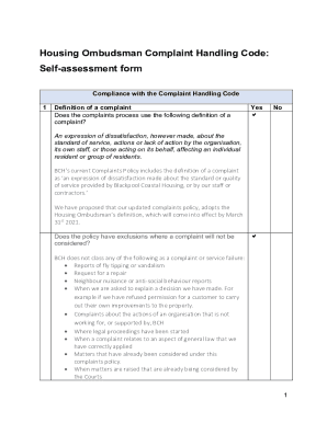 Fillable Online Complaint-Handling-Code-self-assessment-form FINAL Fax ...