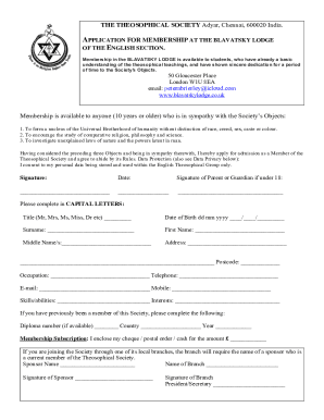 Fillable Online Lodge and Centre Membership Application Form Fax Email ...