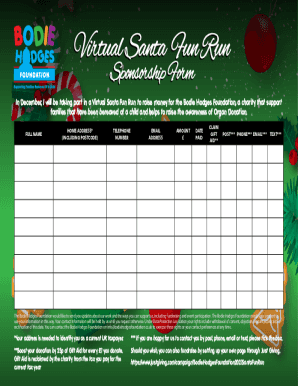 Fillable Online In-person or Virtual 2021 Santa Fun Run Sponsorship ...