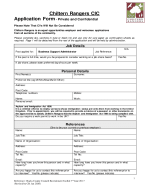 Fillable Online chilternrangers co Get the free Chiltern Rangers CIC Application Form Private ...