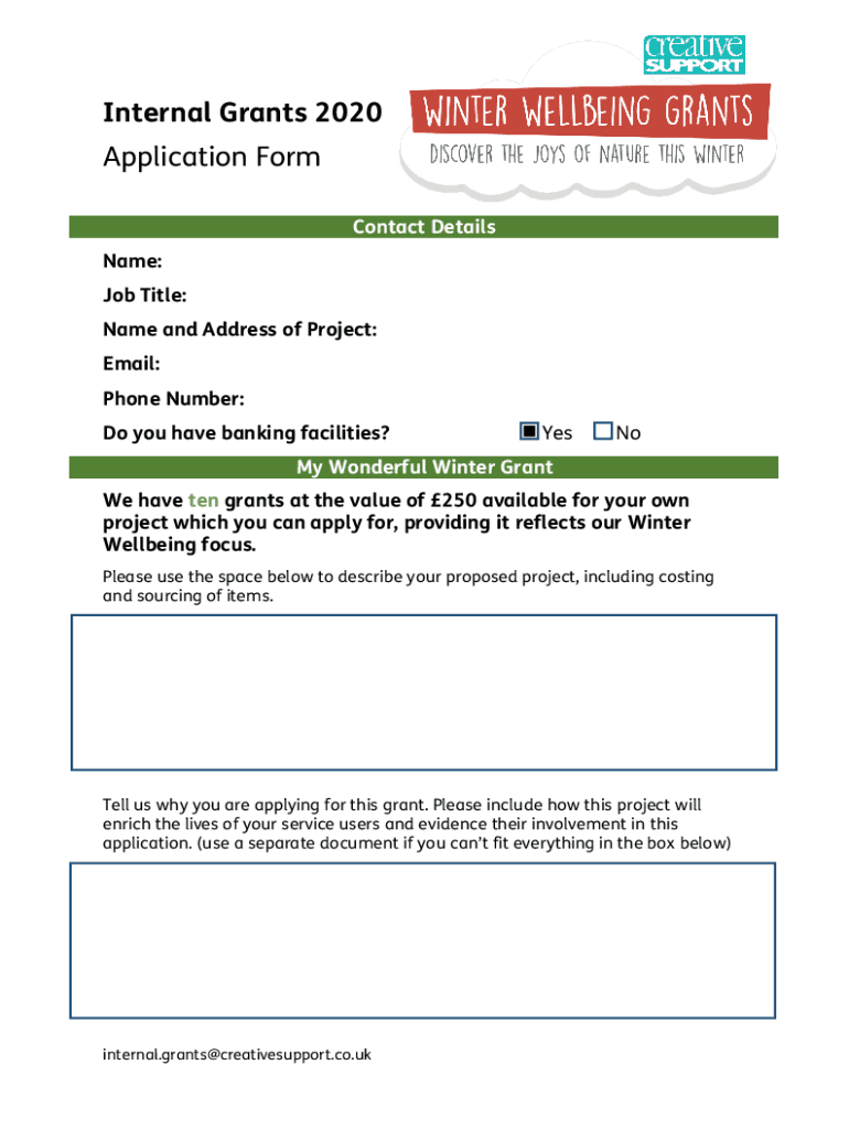 Fillable Online Small Project Grants 2019/2020 Application Form Fax ...