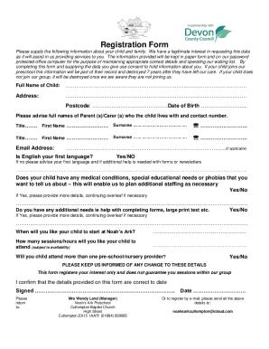 Fillable Online Day School Registration Form Fax Email Print - pdfFiller