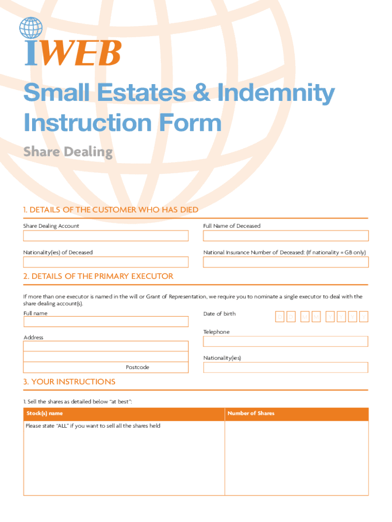Fillable Online santander small estate declaration and indemnity form ...