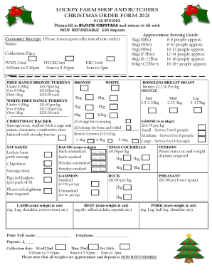 Fillable Online LOCKEY FARM SHOP AND BUTCHERS CHRISTMAS ORDER FORM 2021 ...