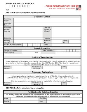 Fillable Online SERVICES FROM US TO ANOTHER SUPPLIER Notice Sample ...