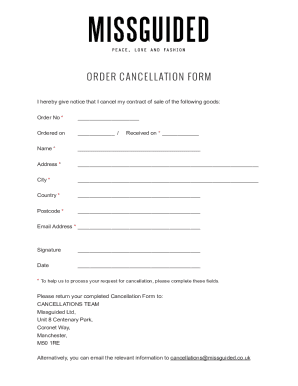 Fillable Online Instructions for cancellation & Cancellation form Fax ...