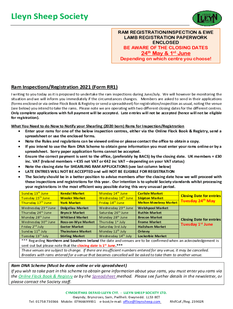 Fillable Online Shearling Ram Inspection/Registration Fax Email Print ...