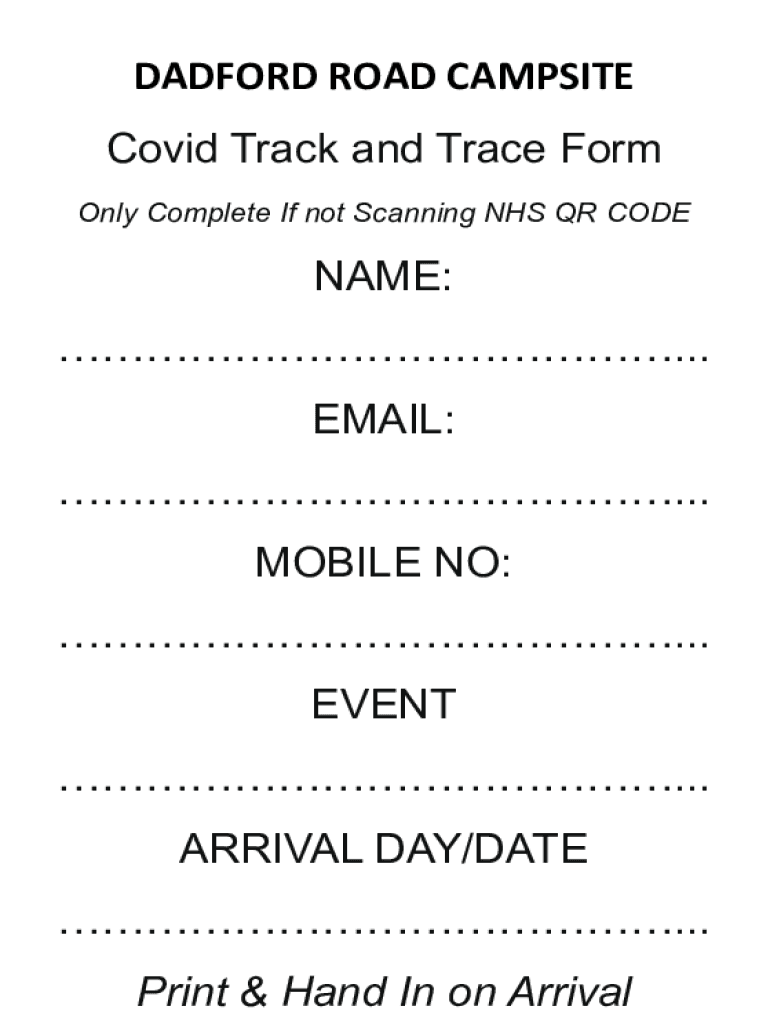 Fillable Online Covid Track and Trace Form Fax Email Print - pdfFiller