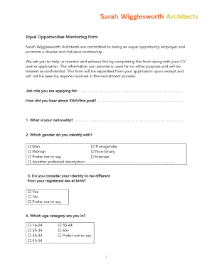 Fillable Online SWA recruitment Equal Opportunities Monitoring Form Fax ...
