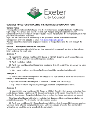 Fillable Online High Hedges: Guidance Notes for Completing the ...