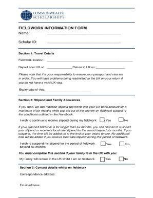 Fillable Online FIELDWORK INFORMATION FORM - cscuk.fcdo.gov.uk Fax ...
