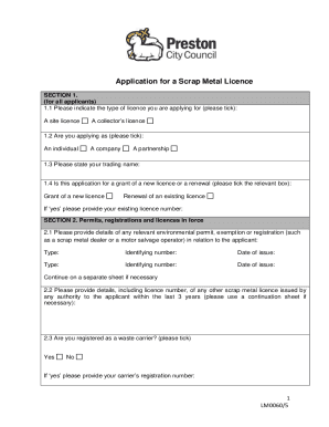 Fillable Online Scrap Metal Application form Fax Email Print - pdfFiller