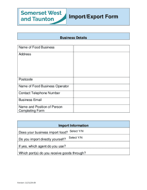 Fillable Online Import/Export Form. Import/Export Form Fax Email Print ...