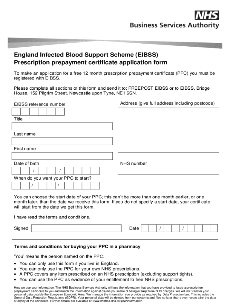 Fillable Online Get a prescription prepayment certificate - GOV.UK Fax ...