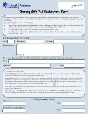 Fillable Online Charity Gift Aid Declaration Form - andovermind.org.uk ...