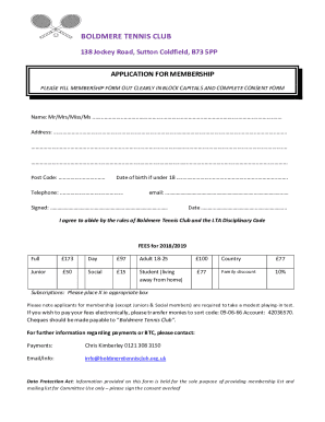 Fillable Online BTC Membership Application Form (GDPR) 25 May 2018.docx ...