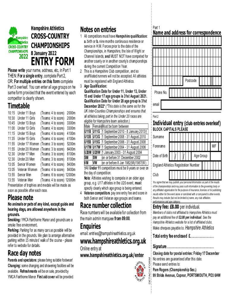 Fillable Online hampshireathletics org Hampshire-Athletics-Cross ...