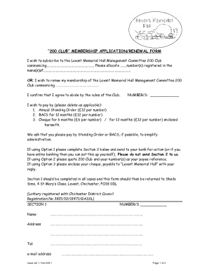 Fillable Online 200 CLUB MEMBERSHIP APPLICATION/RENEWAL FORM Fax Email ...