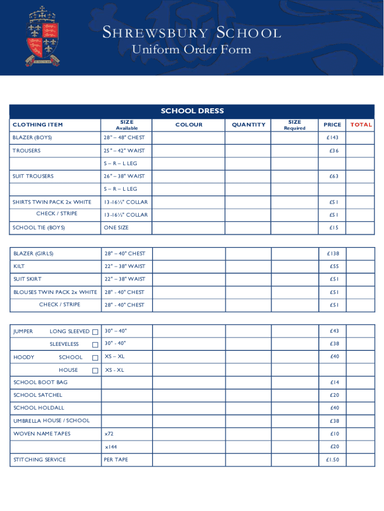 Fillable Online Uniforms / Overview Fax Email Print - pdfFiller