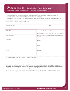 Fillable Online urc org GP5 Appendix L1 Sample Paid Worker Application ...