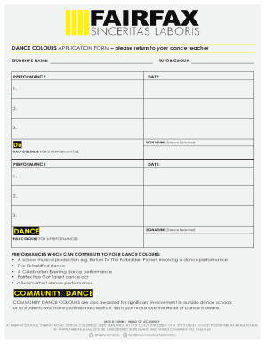 Fillable Online Fillable Online DANCE Colours form - Fairfax School Fax ...