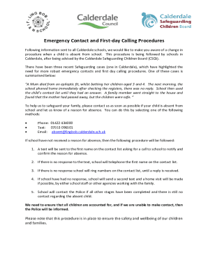 Fillable Online Emergency Contact and First-day Calling Procedures Fax ...