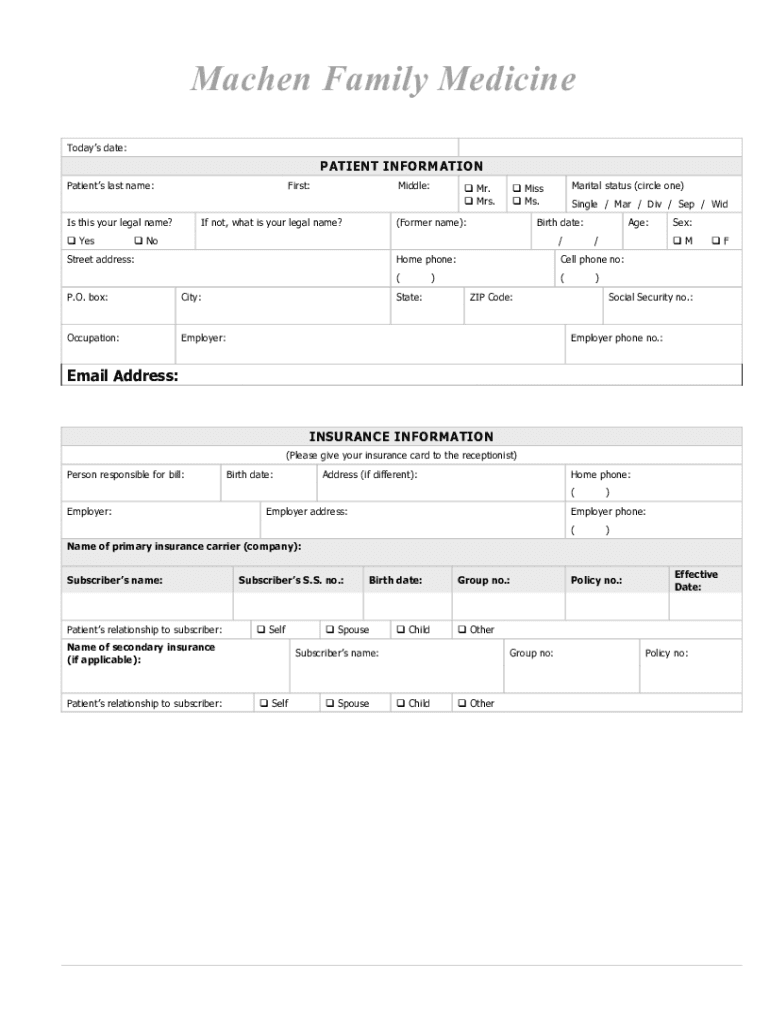 Fillable Online Fillable Online REGISTRATION FORM Todays date: PCP ...