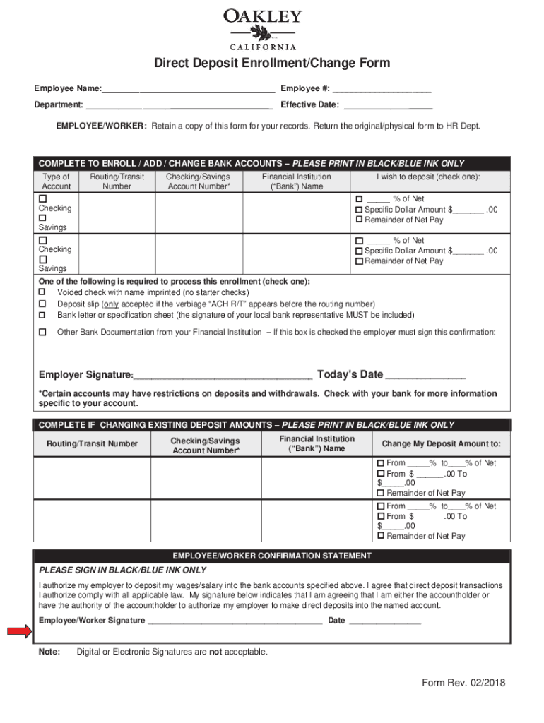Fillable Online Direct Deposit Enrollment Change Request Form - Elgin ... Fax Email Print ...