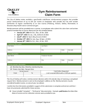 Fillable Online Gym reimbursement sample: Easy to Modify and Download ...