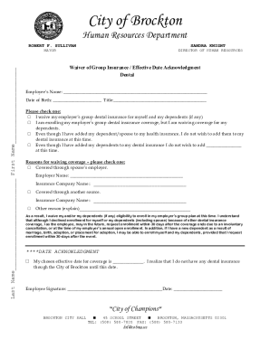Fillable Online brockton ma WaiverAcknowledgment Form.doc Fax Email ...