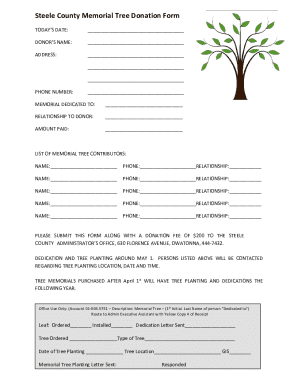 Fillable Online Memorial & Gift Tree Program Registration Form Fax ...