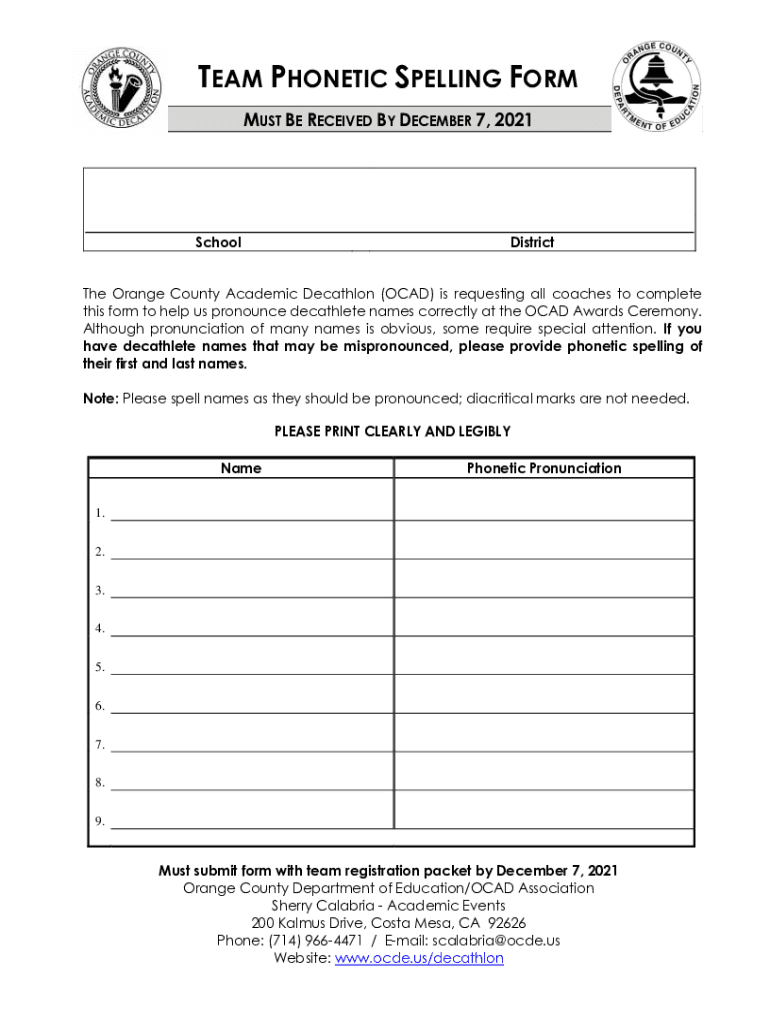 Fillable Online Phonetic Spelling Form Fax Email Print - pdfFiller