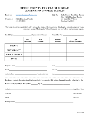 Fillable Online Berks County Tax Claim Bureau Delinquent Cover Sheet Fax Email Print - pdfFiller