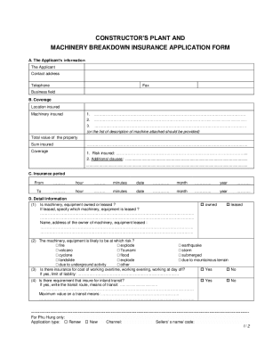 Fillable Online GENERAL INSURANCE APPLICATION FORM Fax Email Print ...