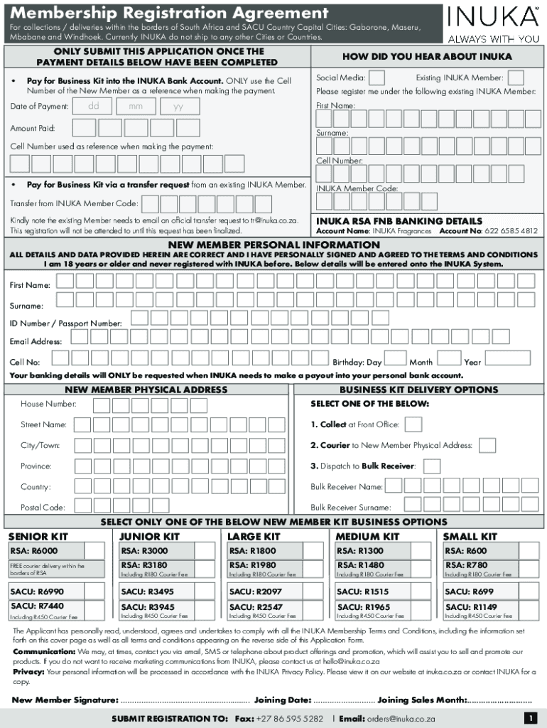 Inuka membership registration: Fill out & sign online | DocHub