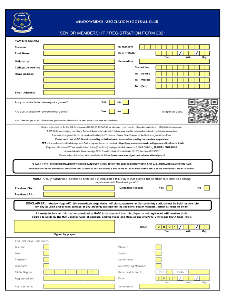 Fillable Online Copy of Copy of MAFC Senior Registration Form.xls-Compatibility Mode Fax Email ...