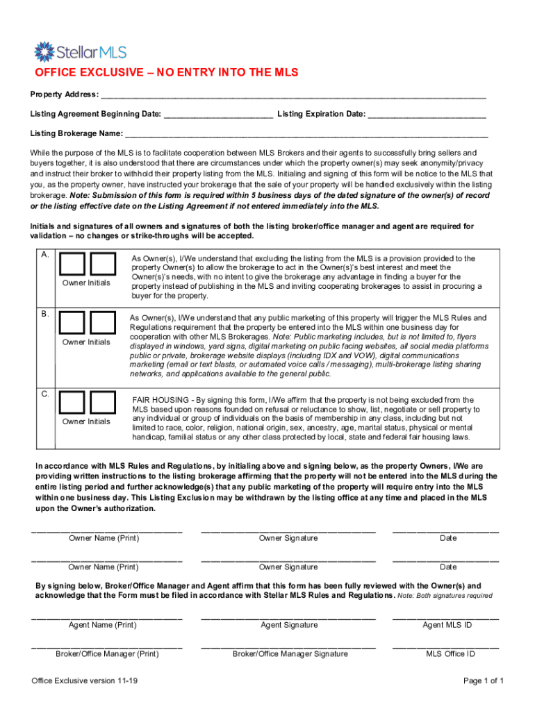 Fillable Online Owners Authorization Office Exclusive - FINALJan2020 ...