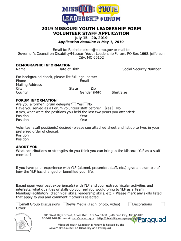 disability.mo.govgcdfiles2019 MISSOURI YOUTH LEADERSHIP VOLUNTEER STAFF ...